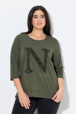 Ulla Popken T-Shirt Shirt Nice Classic Rundhalsausschnitt 3/4-Arm