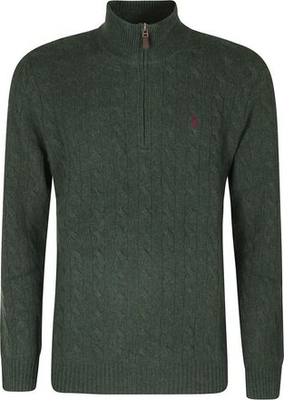 Polo Ralph Lauren Pull &agrave; col roul&eacute; demi-zip - Homme - Pulls - Vert - Taille: L