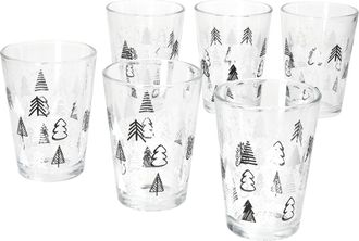 Ritzenhoff & Breker Weihnachtsbaum 6er Set Glühweingläser I 240ml, H 11cm I Tee-Glas mit Tannenbaum-Dekor in Schwarz & Weiß I Weihnachtsglas für Kaffee, Eierlikör & Co an