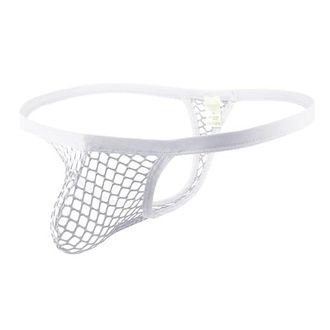 Generic String pour homme - Sous-v&ecirc;tements sexy pour homme en mat&eacute;riau respirant, couleur unie, conserve sa forme et sa couleur m&ecirc;me apr&egrave;s le lavage, Blanc., 