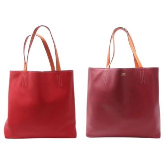 Herm&egrave;s Crossbody Bags - NEUE HERMES DOUBLE SENS 36 ROT H ZIEGELLEDER TOTE - Gr. unisize - in Rot - f&uuml;r Damen