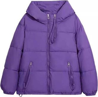 Generic Vestes dhiver courtes et &eacute;paisses pour femmes, manteau chaud et &eacute;l&eacute;gant pour temps froid 2026, violet fonc&eacute;, XXL