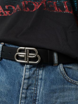 Balenciaga Mens Leather Belt Bb Large Black