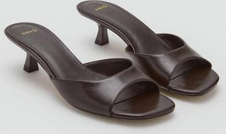 Mango Sandales talon kitten heel chocolat - Femme - 35 - MANGO