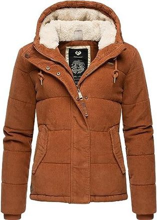 Ragwear Wuggys Veste dhiver en velours c&ocirc;tel&eacute; pour femme avec doublure int&eacute;rieure douillette et capuche, marron, XL