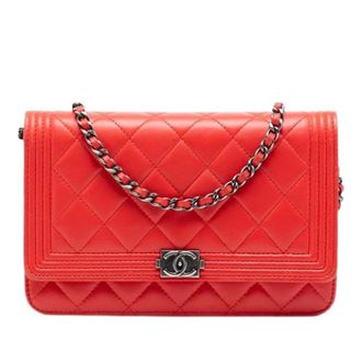 Chanel Pre-owned The Boy Wallet on Chain - Femme - Pre-owned - Rouge - Taille: ONE Size