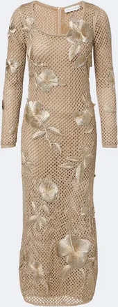 Oscar De La Renta Robe midi &agrave; appliqu&eacute;s floraux