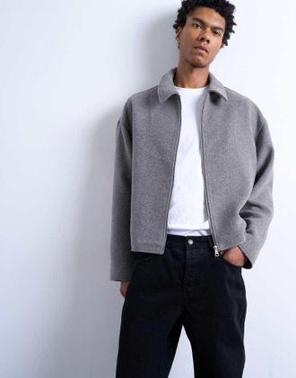 Topman Veste en laine m&eacute;lang&eacute;e - Anthracite-Gris