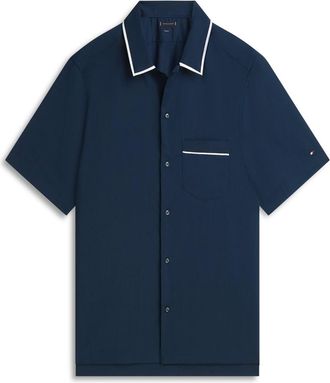 Tommy Hilfiger Kurzarmhemd aus Wolle mit Brusttasche, Relaxed Fit in