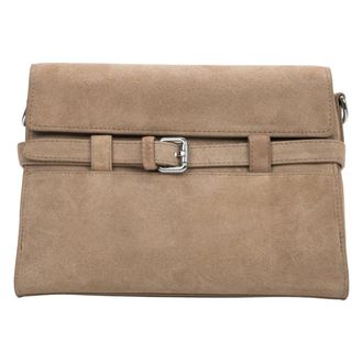 Estro & Luminara Femme, Sacs, Beige, Taille: ONE Size Sac bandouli&egrave;re en velours avec boucle d&eacute;corative