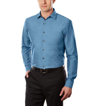 Kenneth Cole Herren Kleid Shirt Big and Tall Solid Klassisches Hemd, Hazy Blue, 18.5 Hals 34-35 Ärmel
