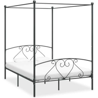 vidaXL Cadre de lit &agrave; baldaquin sans matelas gris m&eacute;tal 160x200 cm vidaXL