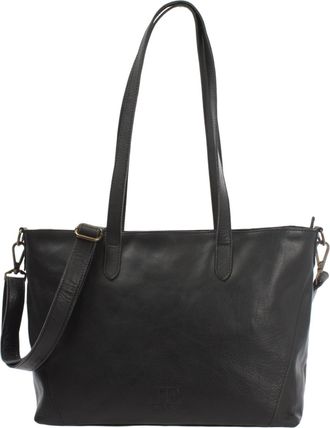 Leconi Schultertasche Henkeltasche für Frauen DIN-A4 Businesstasche für Notebook Handtasche Leder Shopper für Damen 40x27x13cm schwarz LE0071-buf