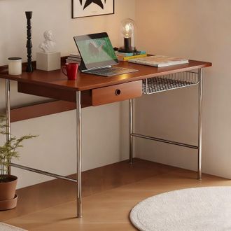 Generic Computertisch,kompakter Schreibtisch mit Staufächern,platzsparender Schreibtisch,Computerarbeitsplatz,Vintage-inspiriertes Design mit Tischplatte,geei