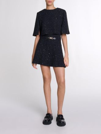 Maje Kurzes 2-in-1 Kleid Aus Tweed - Schwarz - Gr&ouml;&szlig;e 40 - Maje