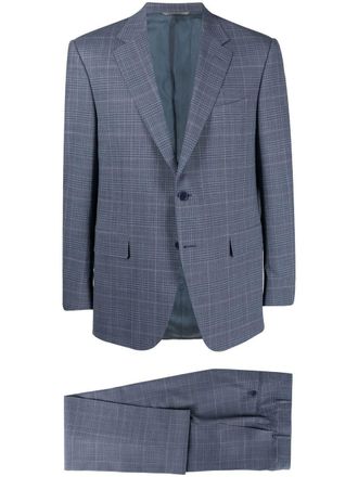 Canali blazer en laine &agrave; carreaux - Bleu