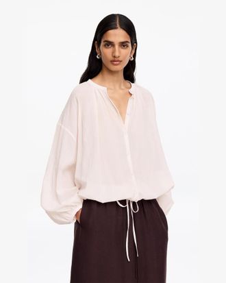 Arket Crepe-Bluse Mit Kordelzug -Rosa