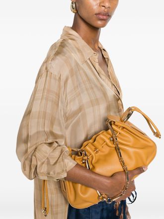 Zimmermann Ruched Leather Shoulder Bag - Orange