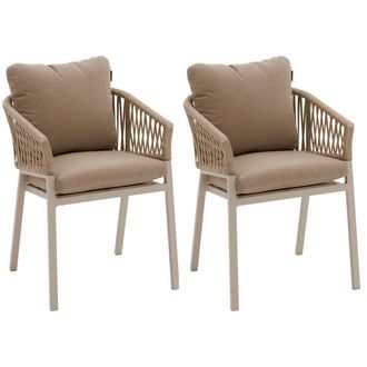 Hesperide 2er-Set Gartensessel in Oriengo Beige & Ton, rostbest&auml;ndiger, wasserabweisender Bezug, abnehmbare Kissen, M&ouml;bel f&uuml;r Terrasse und Balkon