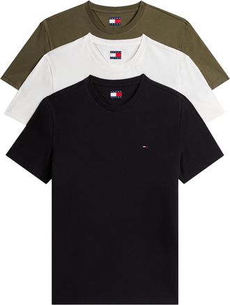 Tommy Jeans Herren TJM XSLIM 3PACK Tee EXT DM0DM21579 S/S T-Shirt, Mehrfarbig (Schwarz/Dunkelgr&uuml;n/Ecru), M, Mehrfarbig (Schwarz/Dunkelgr&uuml;n/Ecru), M