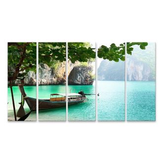 Islandburner Bild Bilder auf Leinwand Langboot auf der Insel in Thailand Wandbild, Poster, Leinwandbild PUO