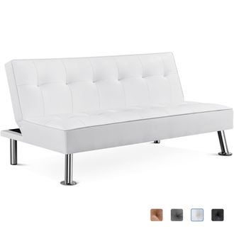 Yaheetech Couch Schlafsofa Klappbett Bettsofa Klappsofa G&auml;stebett R&uuml;ckenlehne neigbar 105&deg;/140&deg;/180&deg;, 166,5 x 94 x 40 cm, 350 KG belastbar, wei&szlig;