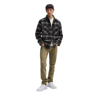 HUGO BOSS Hugo - Hemdjacke f&uuml;r Herren, &Uuml;bergro&szlig;, Baumwolle K&ouml;per Geb&uuml;rstet (Karomuster)