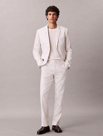 Calvin Klein Schmale Anzughose Aus Leinen-mix - White Sand - Herren - 44