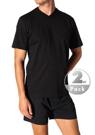 Schiesser Herren T-Shirts schwarz Baumwolle unifarben