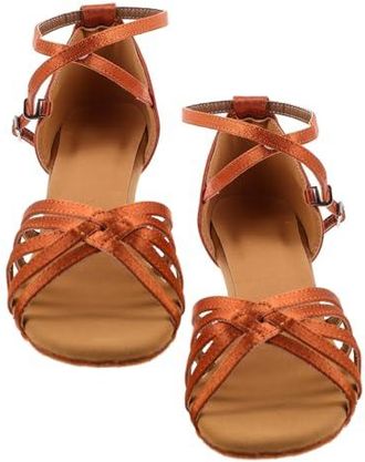 Minkissy Chaussures de Danse Latine Femmes Satinées Talons Élégants à Noeud Confortables et Faciles à Enfiler Style Serpent pour Salsa et