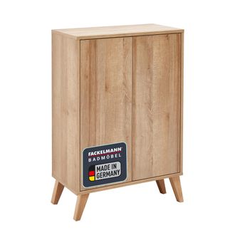 Fackelmann Finn Midischrank mit F&uuml;&szlig;en, 60 cm Breite, Helles Braun - Ideal f&uuml;r kleine B&auml;der und G&auml;ste-WCs, Skandinavisches Design