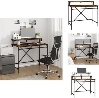 vidaXL Bureau ch&ecirc;ne fum&eacute; 100x50x90 cm bois ding&eacute;nierie et fer - Bureau Industriel - Bureau Moderne - Bureau Ch&ecirc;ne Fum&eacute; - Meuble De Bureau - Bureau
