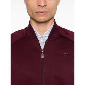 adidas Logo-Embroidered Zip-Up Sweatshirt - Red