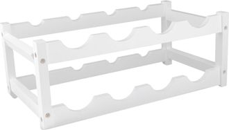 TOPBATHY Weinregal Aus Nanshu Holz Doppelschichtiger Weinflaschenhalter Platzsparend Für Küche Und Weinkeller Weißer Weinlagerständer Mit Einfacher Struktur