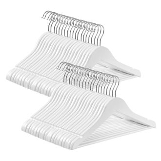 Songmics Kinderkleiderb&uuml;gel, 40er Set Kleiderb&uuml;gel Kinder, 35 cm Lange B&uuml;gel aus Holz, Massivholz, mit rutschfestem Hosensteg und Einkerbungen, Haken um 360&deg; d