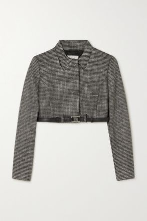 Coperni Veste Raccourcie En Tweed Métallisé À Carreaux Et À Ceinture - Argenté