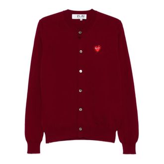 Comme Des Gar&ccedil;ons Rundhals-Cardigan mit Strassherz - - Knitwear - Herren - Rot - S