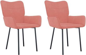 vidaXL Prolenta Premium Esszimmerst&uuml;hle 2 Stk. Rosa Samt