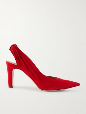 Gabriela Hearst Amari Slingback-pumps Aus Veloursleder Mit Raffungen - Rot