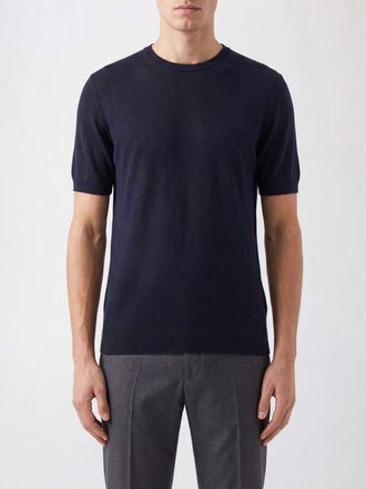 KANGRA Pull &agrave; col rond coupe slim en coton m&eacute;lang&eacute; &agrave; manches courtes