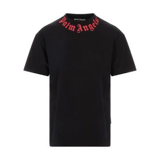 Palm Angels Homme, Tops, Noir, Taille: M Neck Logo Regular Tee