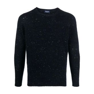 Drumohr Homme, Pulls, Bleu, Taille: 2XL Pull en Tricot Mouchet&eacute; Bleu Nuit