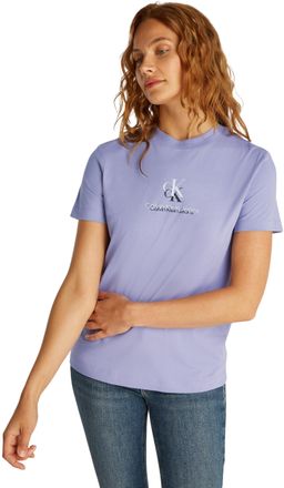 Calvin Klein Damen T-Shirt Kurzarm Shadow Graphic Tee Regular Fit, Violett (Persian Violet), XL