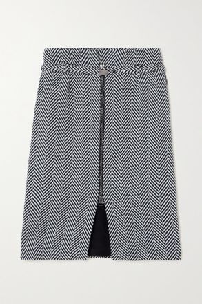 Tom Ford Rock Aus Einer Wollmischung Mit Fischgratmuster Und G&uuml;rtel - Grau