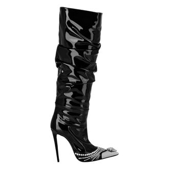 Philipp Plein Patent Leather Boots Hi-Heels - - Shoes - Damen - Schwarzk - 36 EU