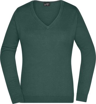 James & Nicholson Damen V-Pullover - Leichter Strickpullover in hochwertiger Ausf&uuml;hrung | Farbe: forest-green | Gr&ouml;sse: XXL