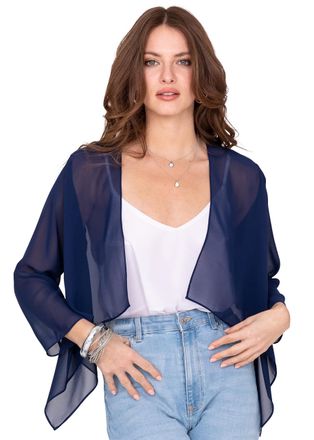 Likemary Bolero Damen festlich - Boleroj&auml;cken f&uuml;r Abendkleid - Eleganter durchsichtiger Cardigan - &Uuml;berwurf f&uuml;r tags&uuml;ber & Abendveranstaltungen Blaubeere 44 (U