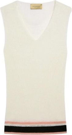 Momoni Femme, Pulls, Beige, Taille: 36 FR Haut &agrave; col en V