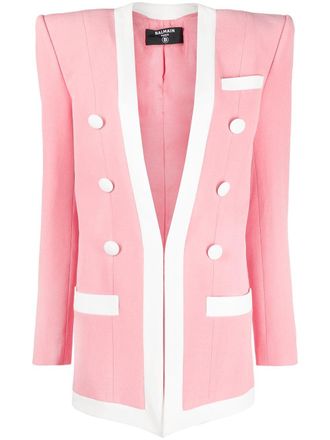 Balmain blazer bicolore &agrave; design structur&eacute; - Rose