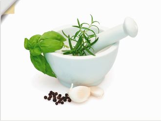 Artland ARTland Wanddeko Wandtattoo selbstklebende Vinylfolie Kr&auml;uter Gew&uuml;rze Basilikum Lebensmittel M&ouml;rser T6BB